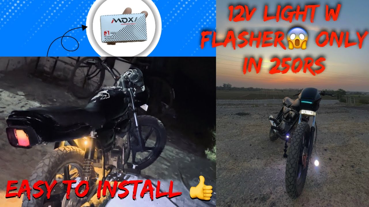 😱12v lights install in Splendor W flasher just rs 250only🤯|#machinery #modified #easy - YouTube