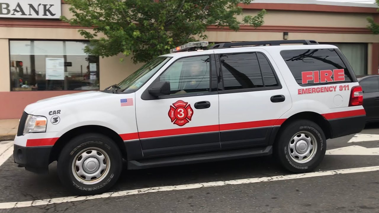 HARRISON FIRE DEPARTMENT CAR 3, ENGINE 2 & NEW LADDER 1 RESPONDING ON ...