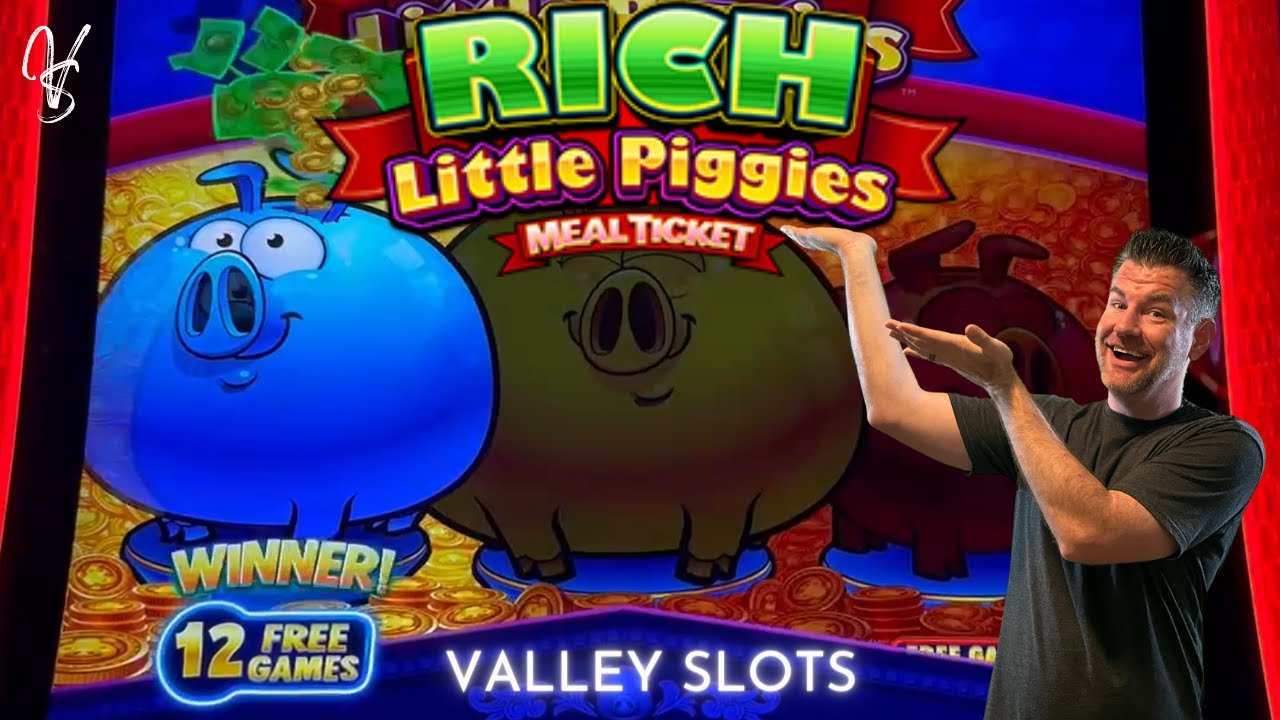 So Many Bonuses on Rich Little Piggies Meal Ticket Slot Machine - YouTube