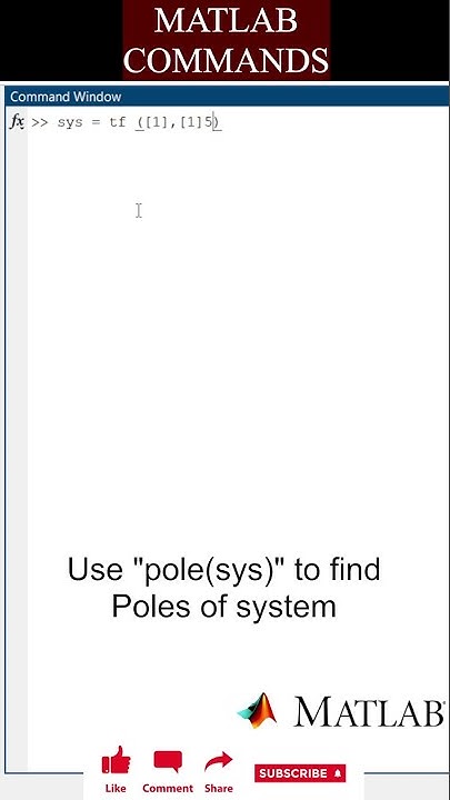 #Shorts #matlabtutorials - Use "Pole(sys)" to find Poles of System #command #operators - YouTube