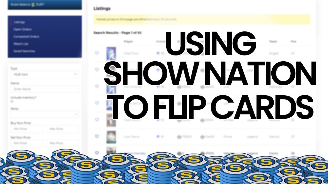 HOW TO MAKE STUBS FLIPPING CARDS! MLB THE SHOW WEBSITE MARKET - YouTube