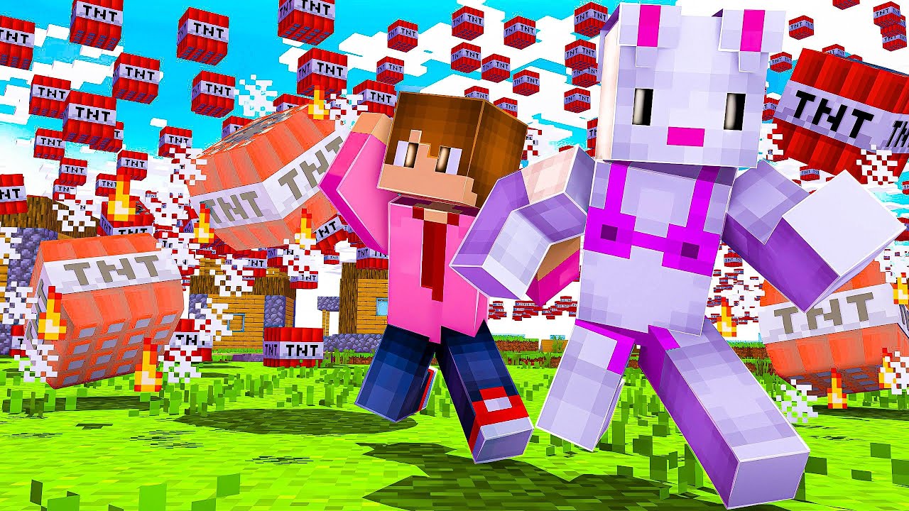 Minecraft mas fugimos de uma CHUVA DE TNT - YouTube