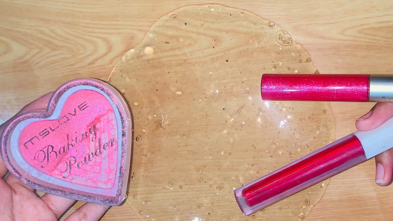 Clear slime Mixing with lipstick 💄 and makeup | Satisfying Slime Mixing ...