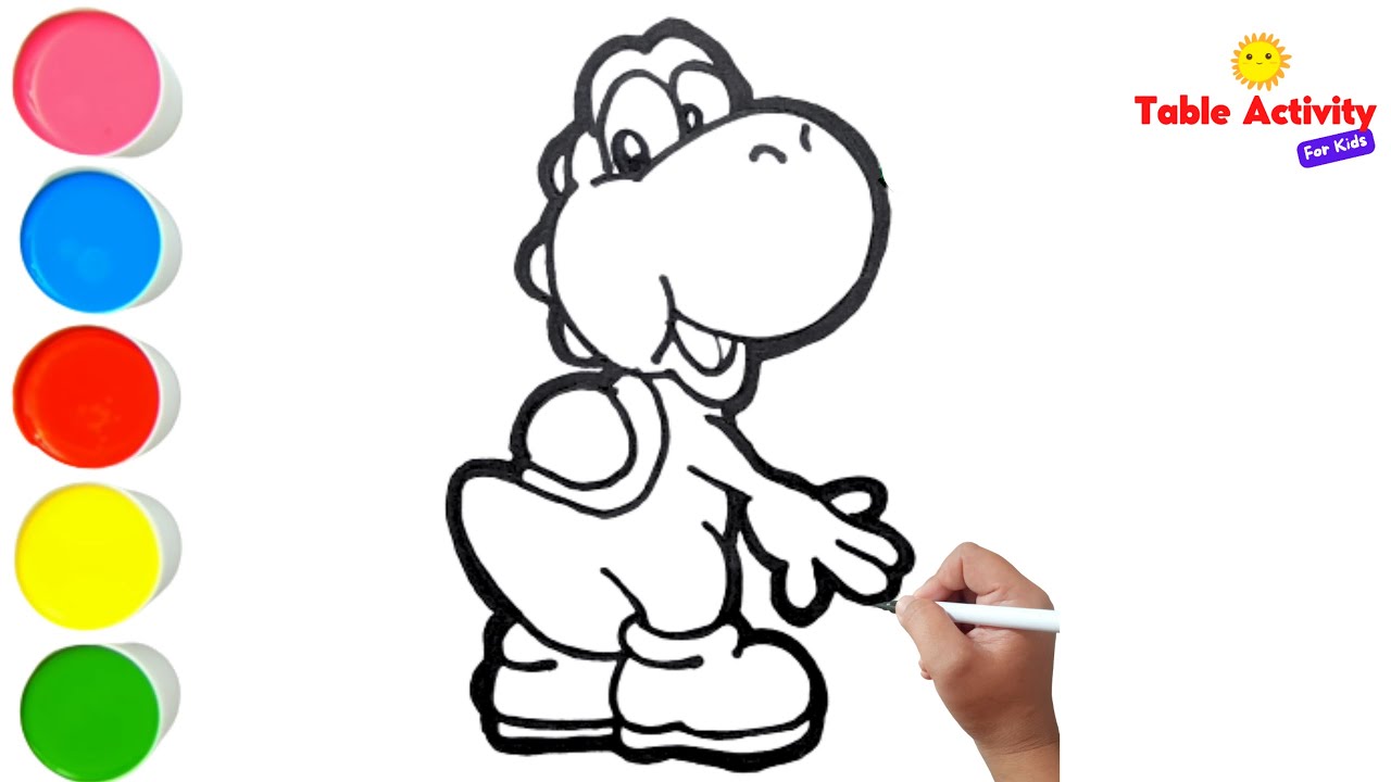 How To Draw Yoshi From Super Mario Bross | Easy Drawing Yoshi Step By ...