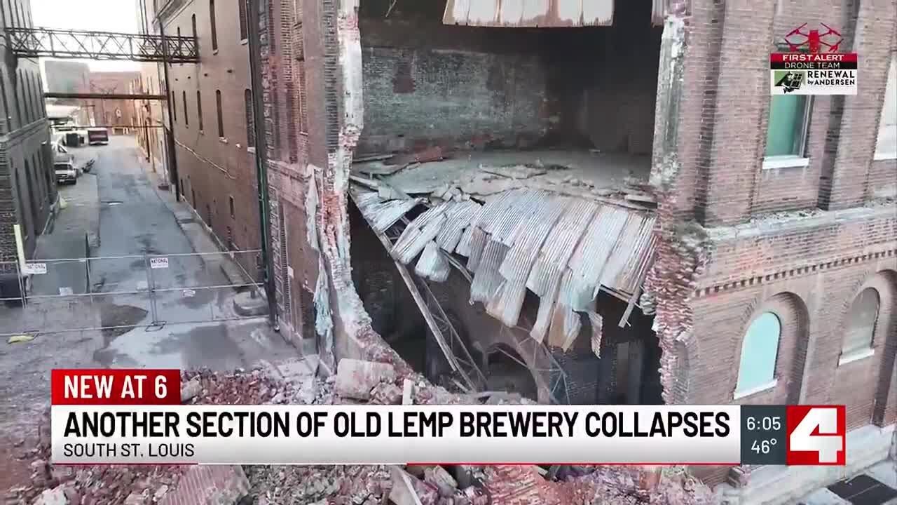 Partial building collapse at Lemp Brewery - YouTube
