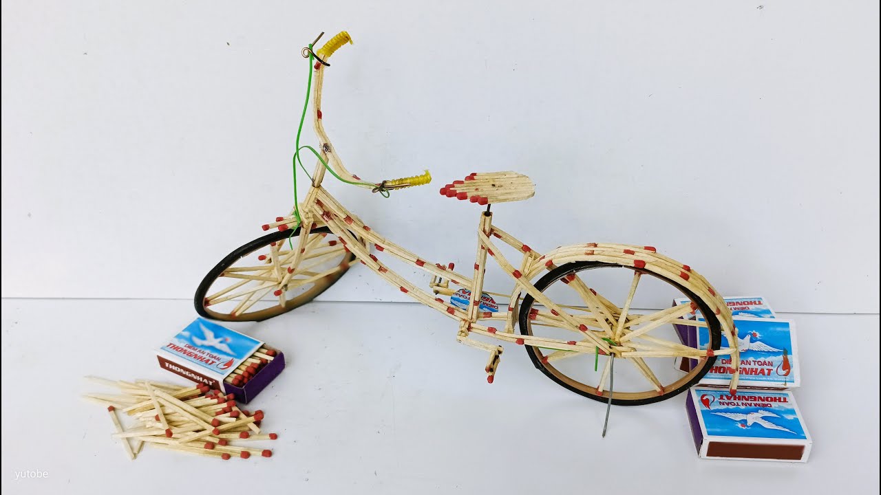 DIY model from matchsticks | DIY bicycle model | pkhieu-86 - YouTube