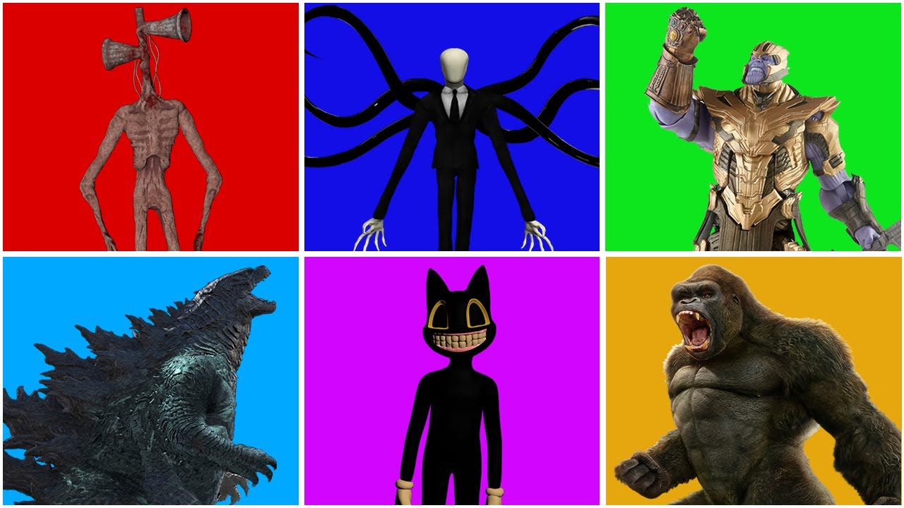 Siren Head ARMY VS Slenderman VS Godzilla VS King Kong VS Cartoon Cat ...