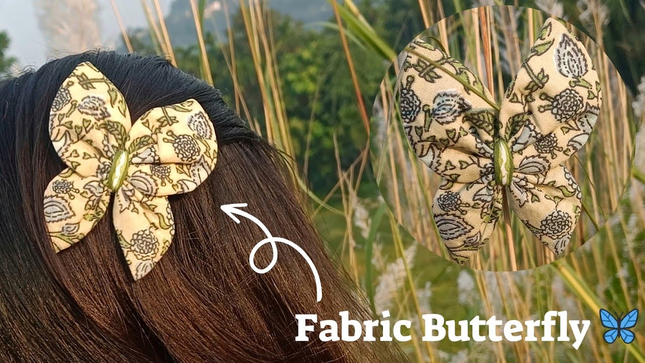 How to make Butterfly Hair Clip / DIY Hair clip / Fabric Hair Tie ...