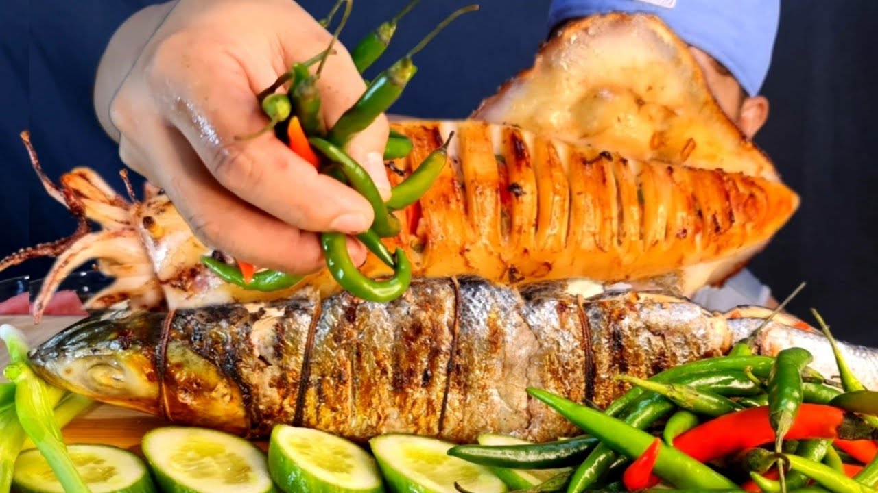 STUFFED GRILLED MILK FISH ( inihaw na bangus ) and STUFFED SQUID ...