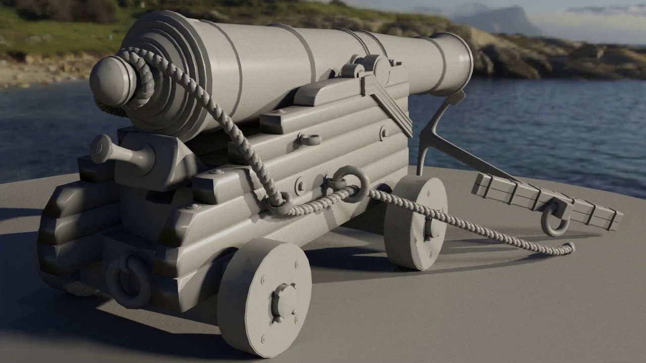 3D Model of Naval Cannon and Anchor in Blender - YouTube