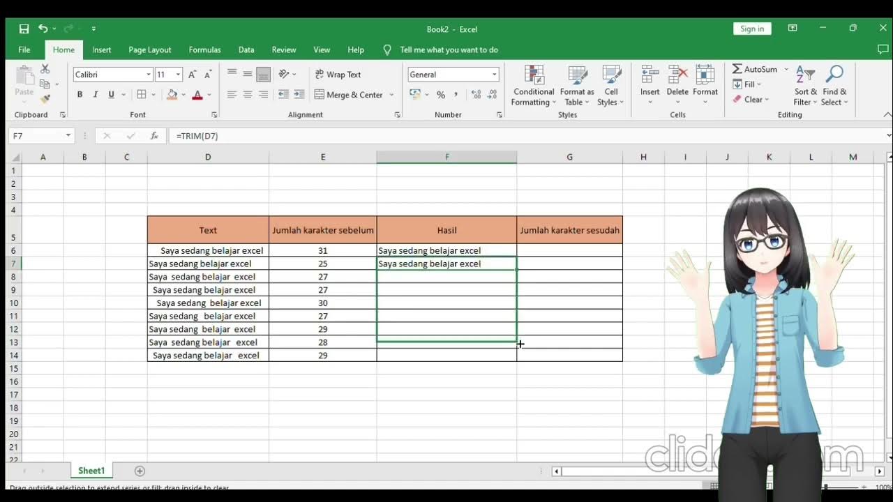 Cara menggunakan Rumus LEN dan TRIM pada Microsoft Excel - YouTube