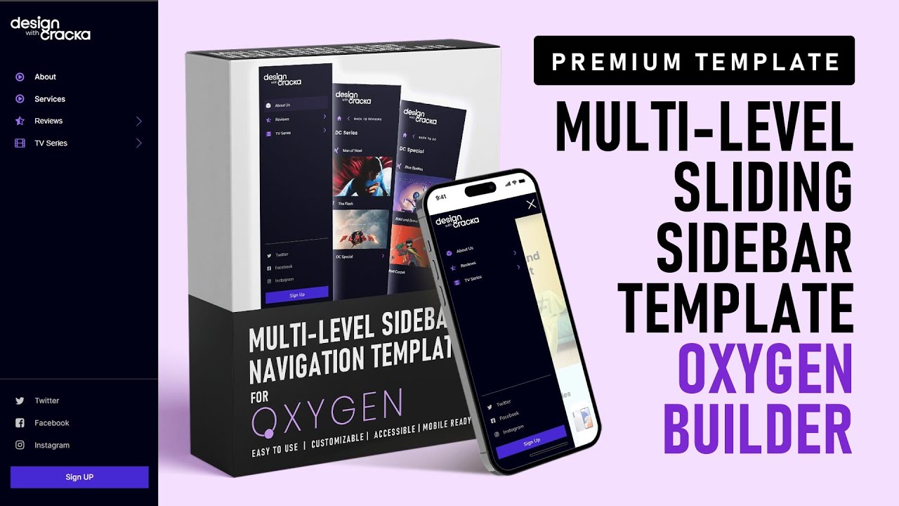 Sidebar Slide Navigation Builder for Oxygen - TEMPLATE RELEASE - YouTube