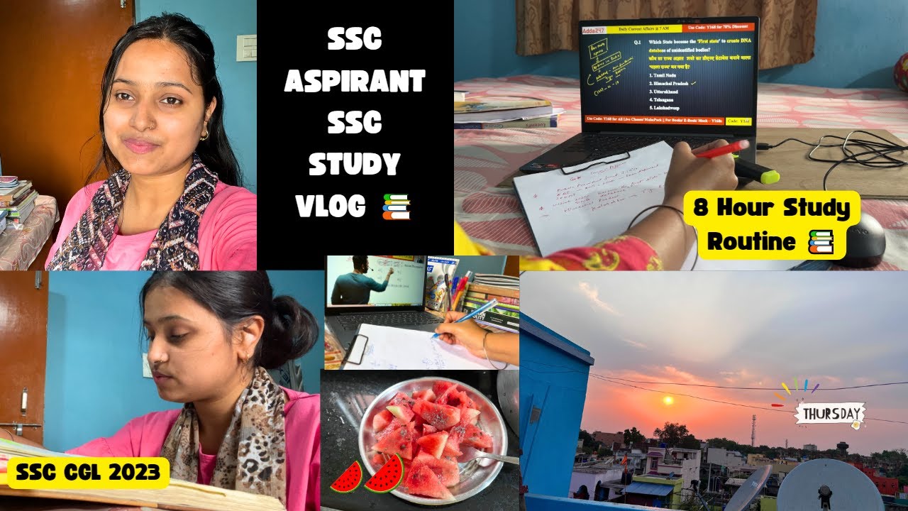 ssc study vlog |📚ssc cgl aspirants life |8 hour study plan| SSC CGL ...