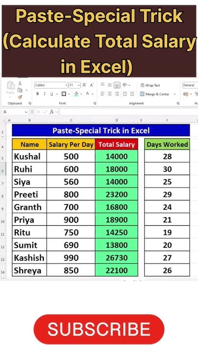 ExcelTrick😲#Paste-Special Trick & Calculate Total Salary in Excel#exceltips#excel#exceltutorial ...