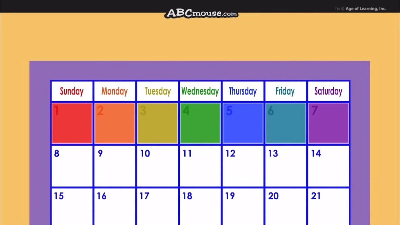 “A Week Is Seven Days” by ABCmouse.com (Reversed Version) - YouTube