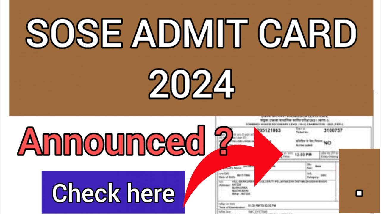 SOSE Admit Card 2024 | How To Check SOSE Admit Card 2024 - YouTube