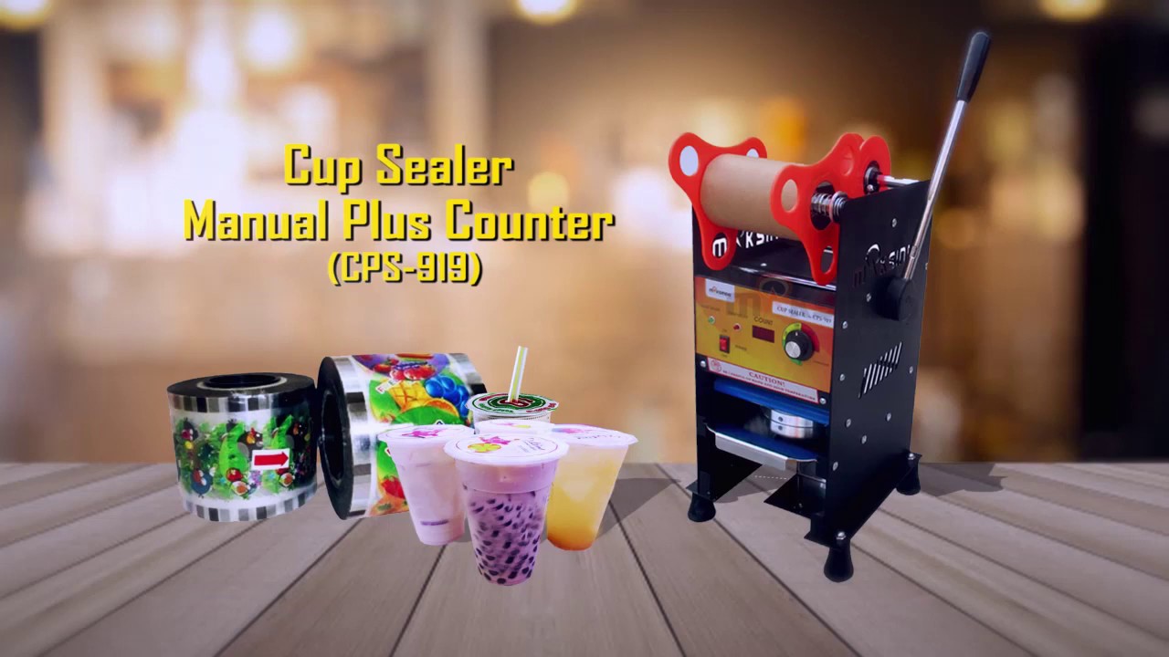 Cup Sealer Manual Plus Counter (CPS-919) - YouTube