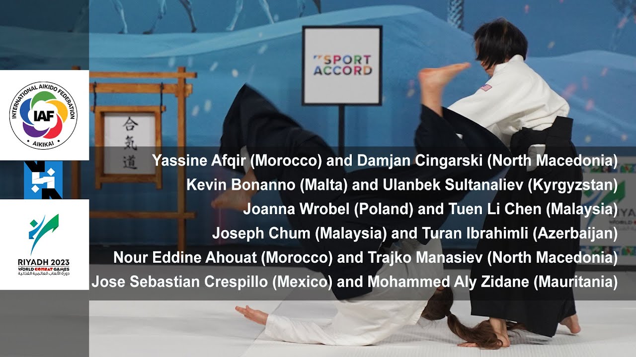 World Combat Games 2023 - Group Demo Aikido (gyakuhanmi katatedori ...