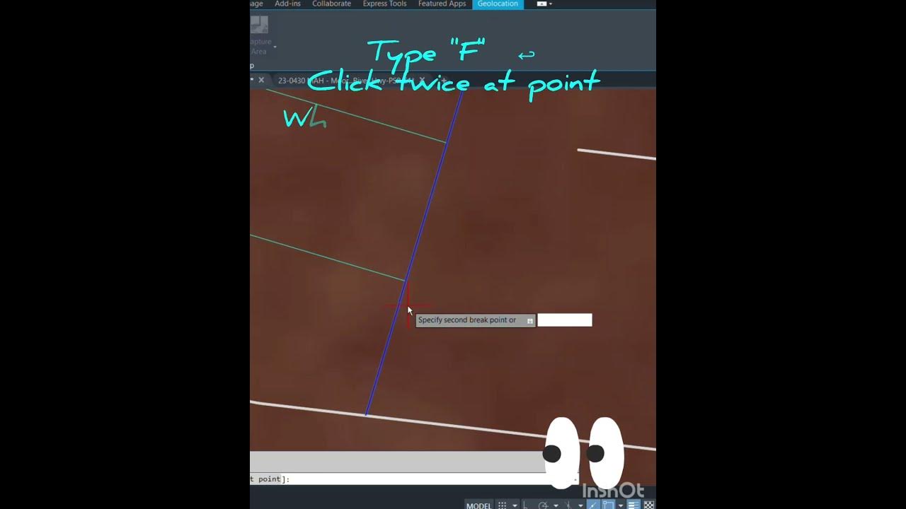 SHORT3 Break Command in AutoCAD to divide a line into 2 segments #autocad #autocad_hindi ...