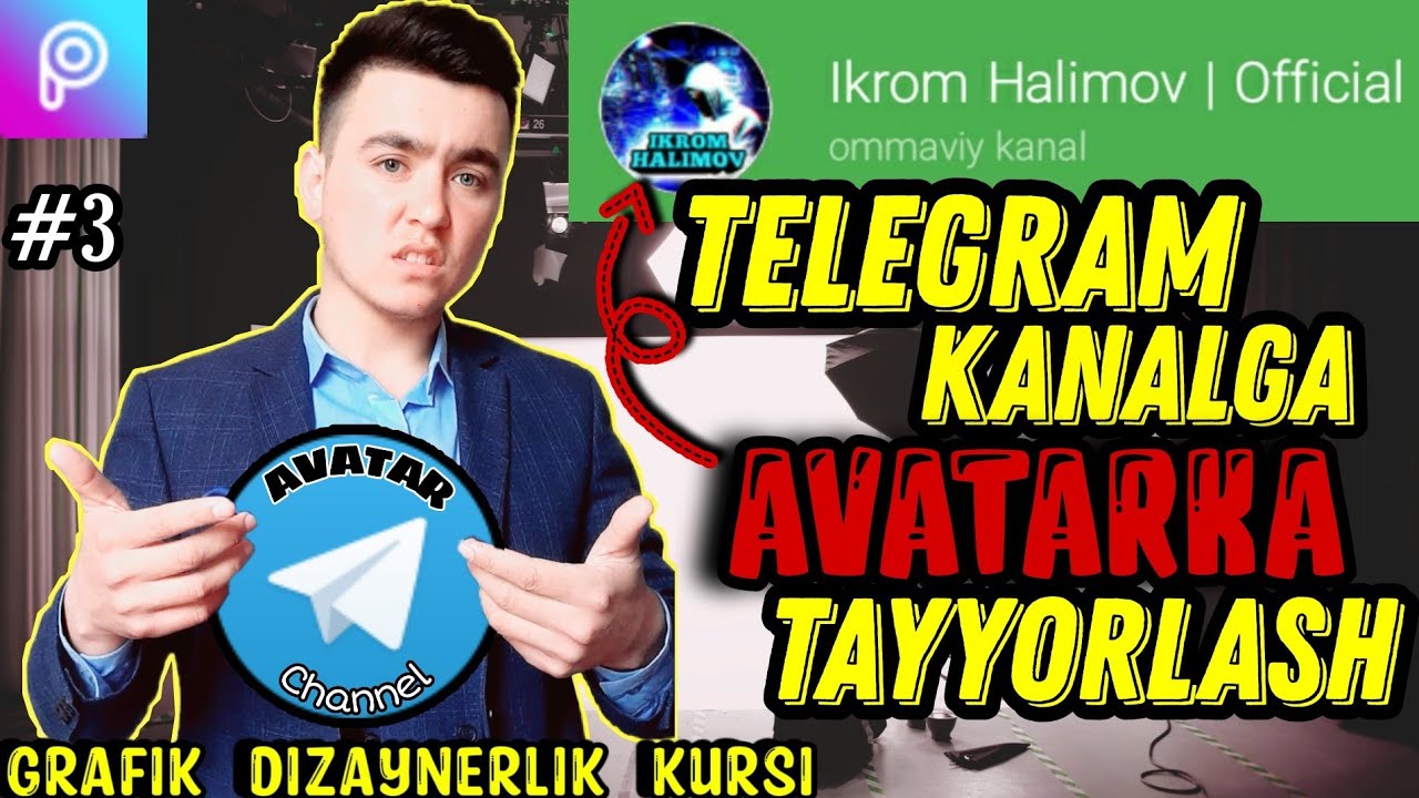 Telegram Kanal (Gruppa) uchun AVATARKA tayyorlaymiz || #3 Grafik ...