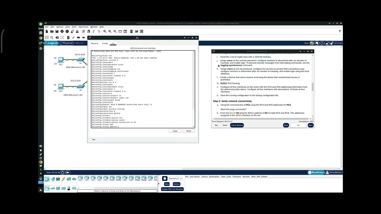 14.3.5 Packet Tracer - Basic Router Configuration Review - YouTube