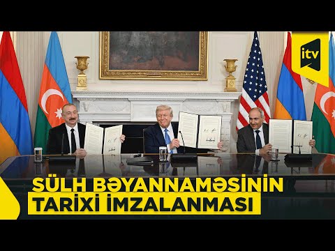 Prezident İlham Əliyev, Donald Tramp və Nikol Paşinyan Vaşinqtonda Birgə Bəyannamə imzalayıb