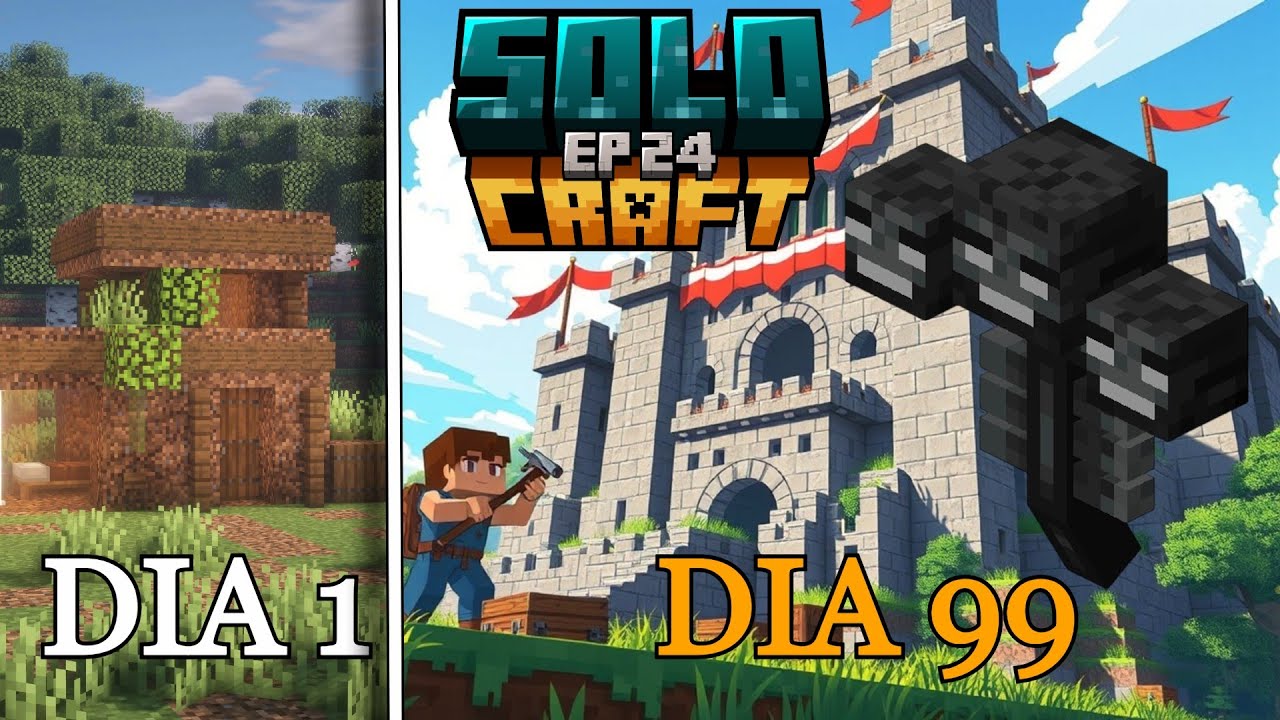 DIFICIL Batalla Contra el WITHER y avances del CASTILLO en Minecraft - SOLOCRAFT #24 - YouTube