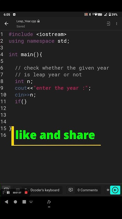 check leap year || c++ program || Coding || programming - YouTube check leap year || c++ program || Coding || programming - YouTube