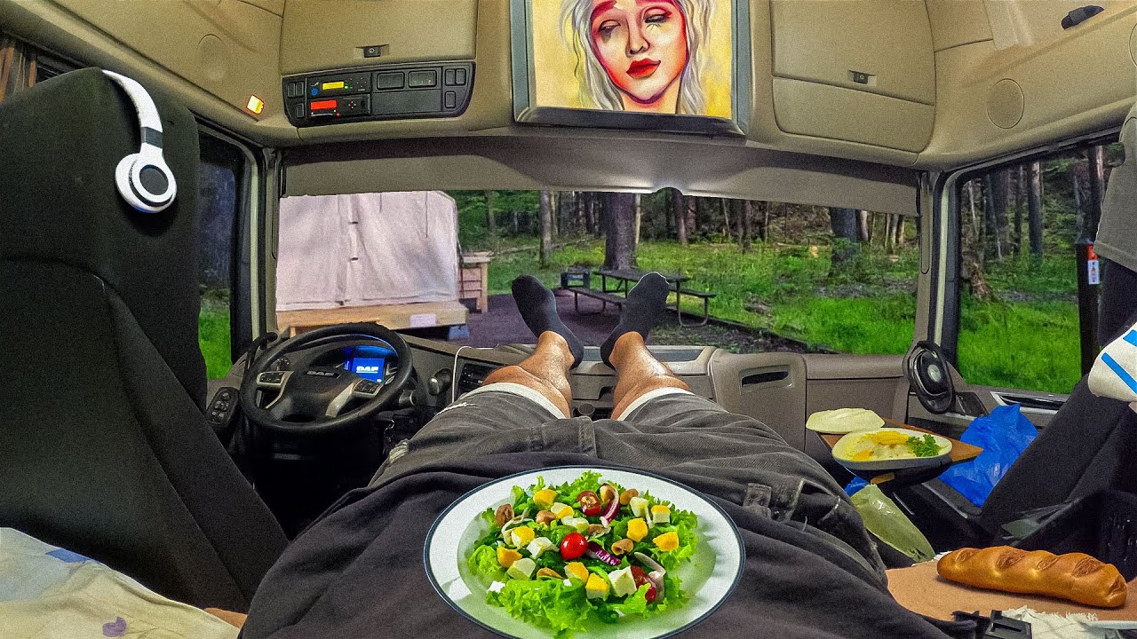 Hard Wake Up Routine! Morning Drive & Lunch at the Truck Campsite - YouTube
