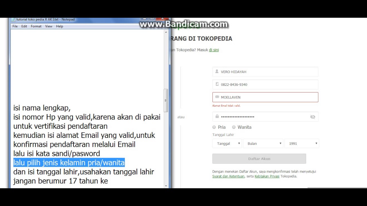cara membuat akun tokopedia pakai email X Akuntansi 2 SMK TAMANSISWA ...
