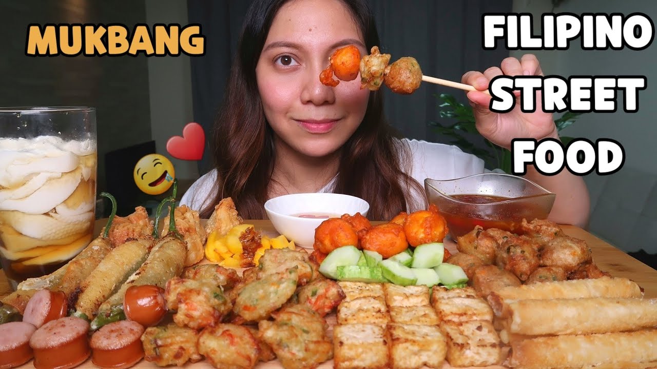 FILIPINO STREET FOOD MUKBANG | Kwek Kwek, taho, Fishball, Cheese Stick ...