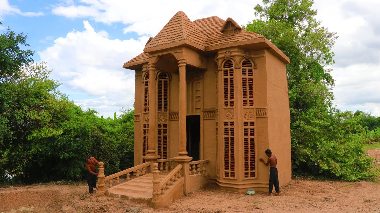 Build a huge three-story mud villa made of wood, bamboo and mud (Part 2 ...