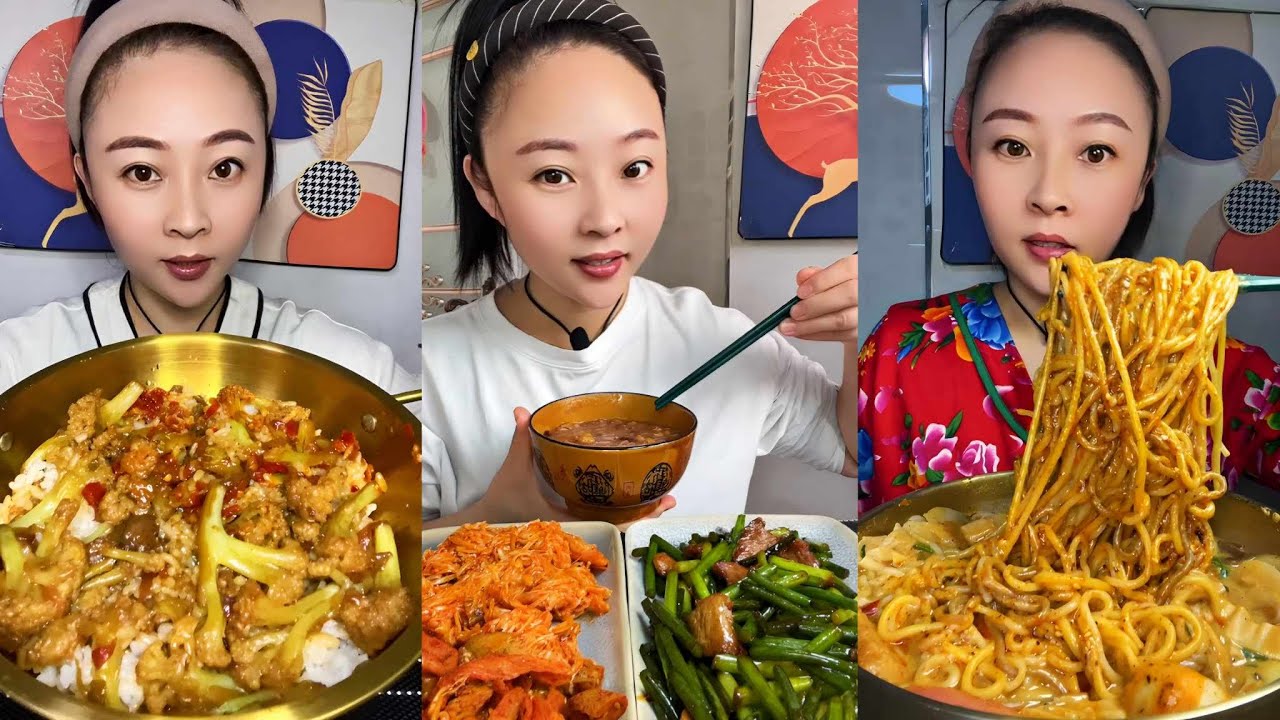 ASMR Mukbang Chinese Spicy Noodles Challenge | Spicy Beef Stew and Bread Mukbang | ASMR Food ...