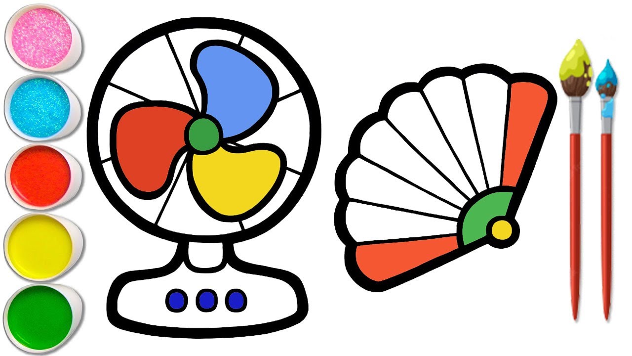 Fan , Painting and Colouring for Kids & Toddlers. How to draw coloring ...