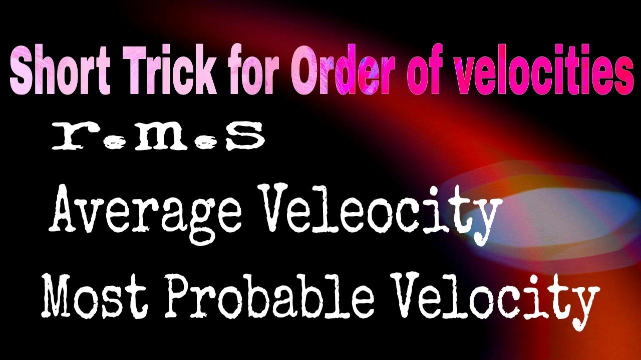 Trick to remember order of velocities | r.m.s, Average & Most Probable ...