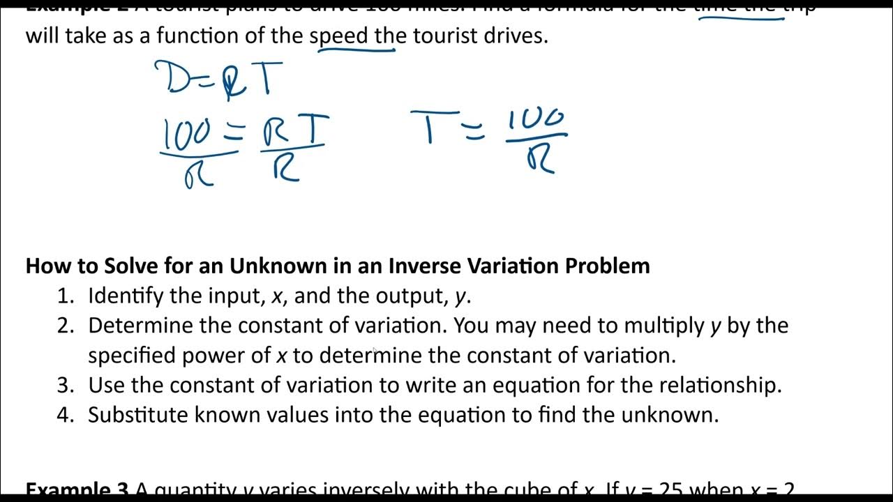 Solve Inverse Variation Problems - YouTube