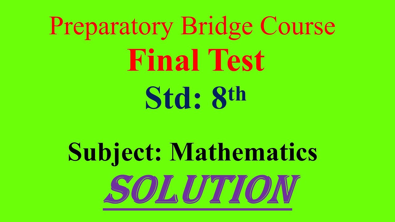 Bridge Course Test 03 Class 8th | Mathematics - YouTube