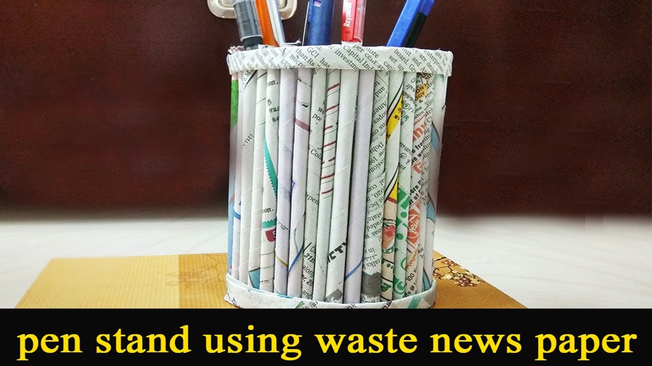 DIY craft- pen stand using waste news paper | simple craft ideas | easy ...