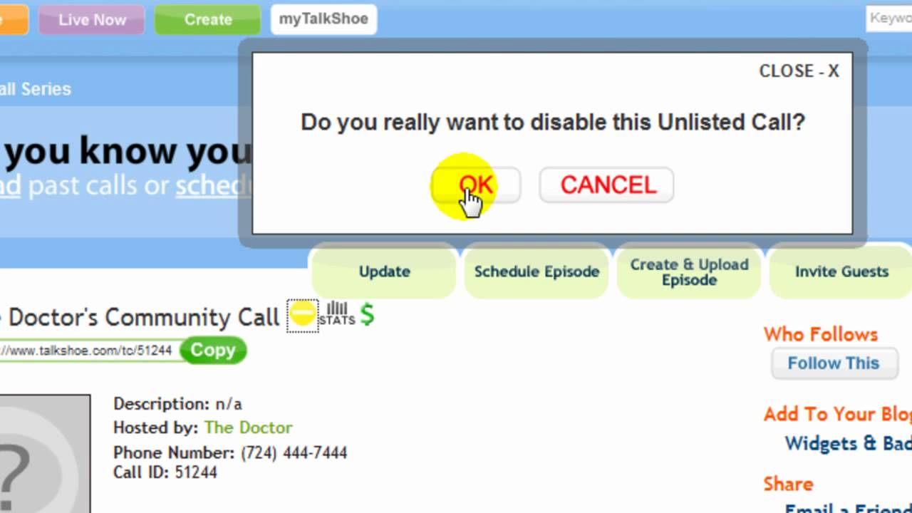 The TalkShoe Options and Disable Buttons - YouTube