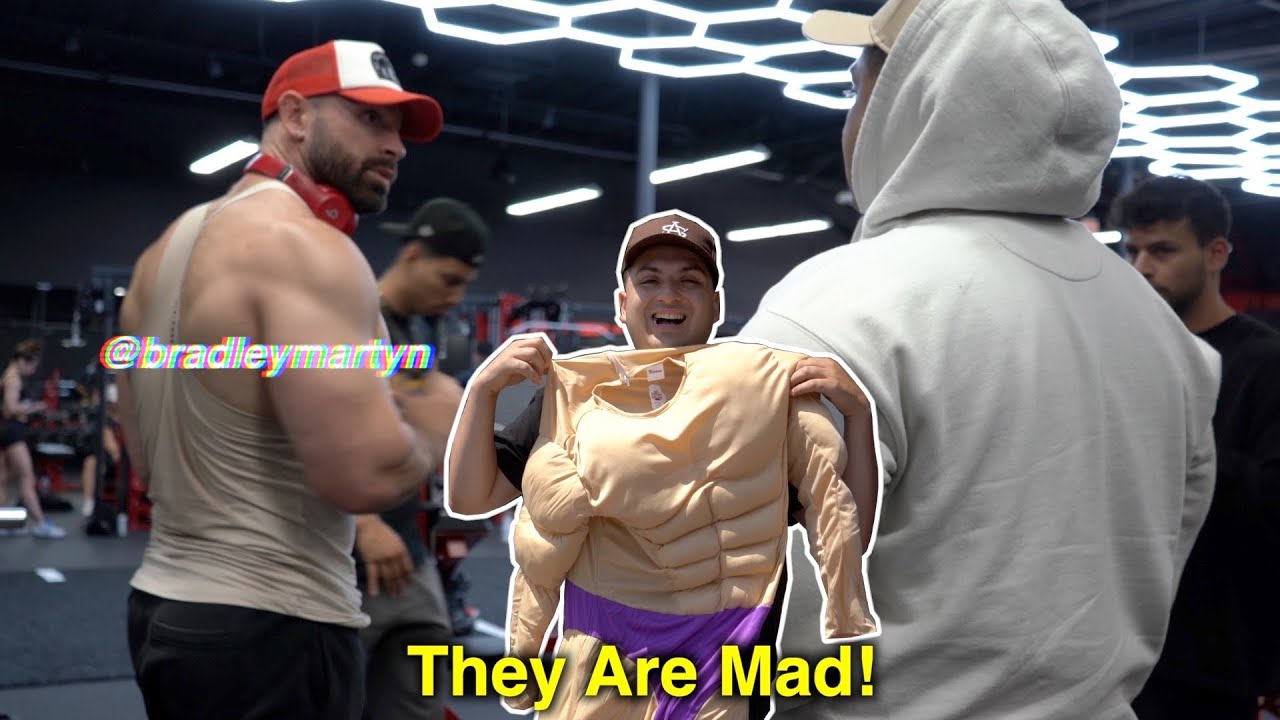 Kicked BUFF GUYS OFF The Gym Equipment With A FAKE Muscle Suit! - YouTube