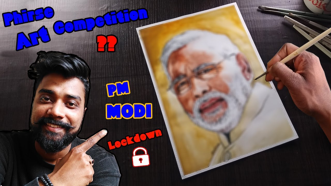 How to Draw PM Modi | Watercolor Tutorial | Art Competition??? - YouTube