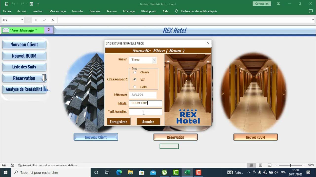 Excel VBA: Gestion des réservation au sein d'un Hôtel (hotel management ...