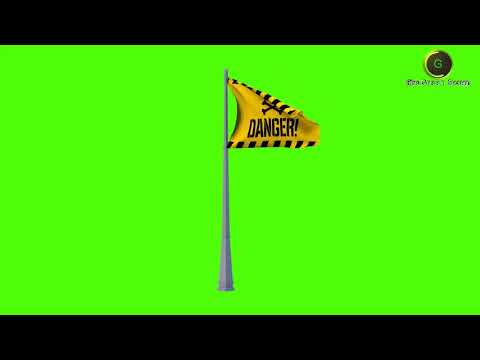Danger Flag Green Screen HD - YouTube