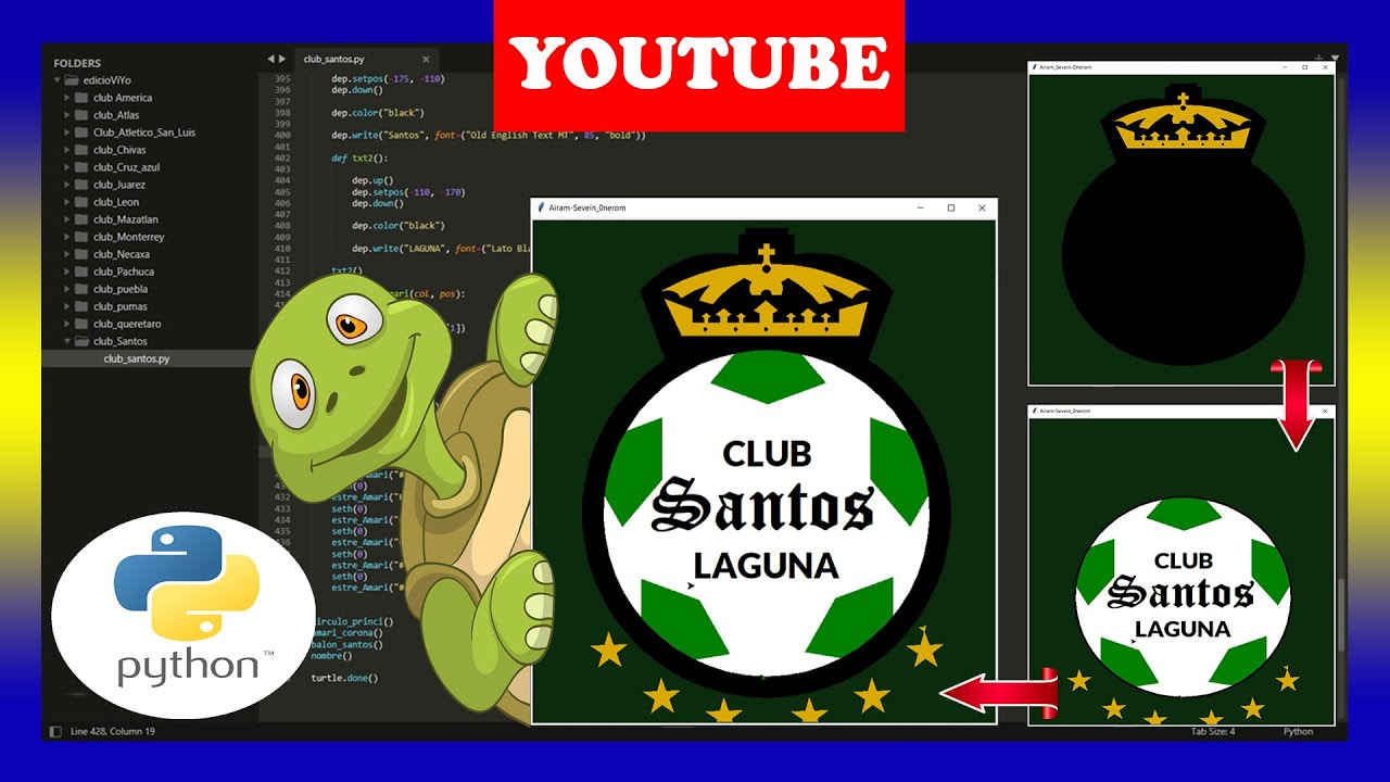 Dibujando con Python Turtle, Escudo Club Santos - YouTube