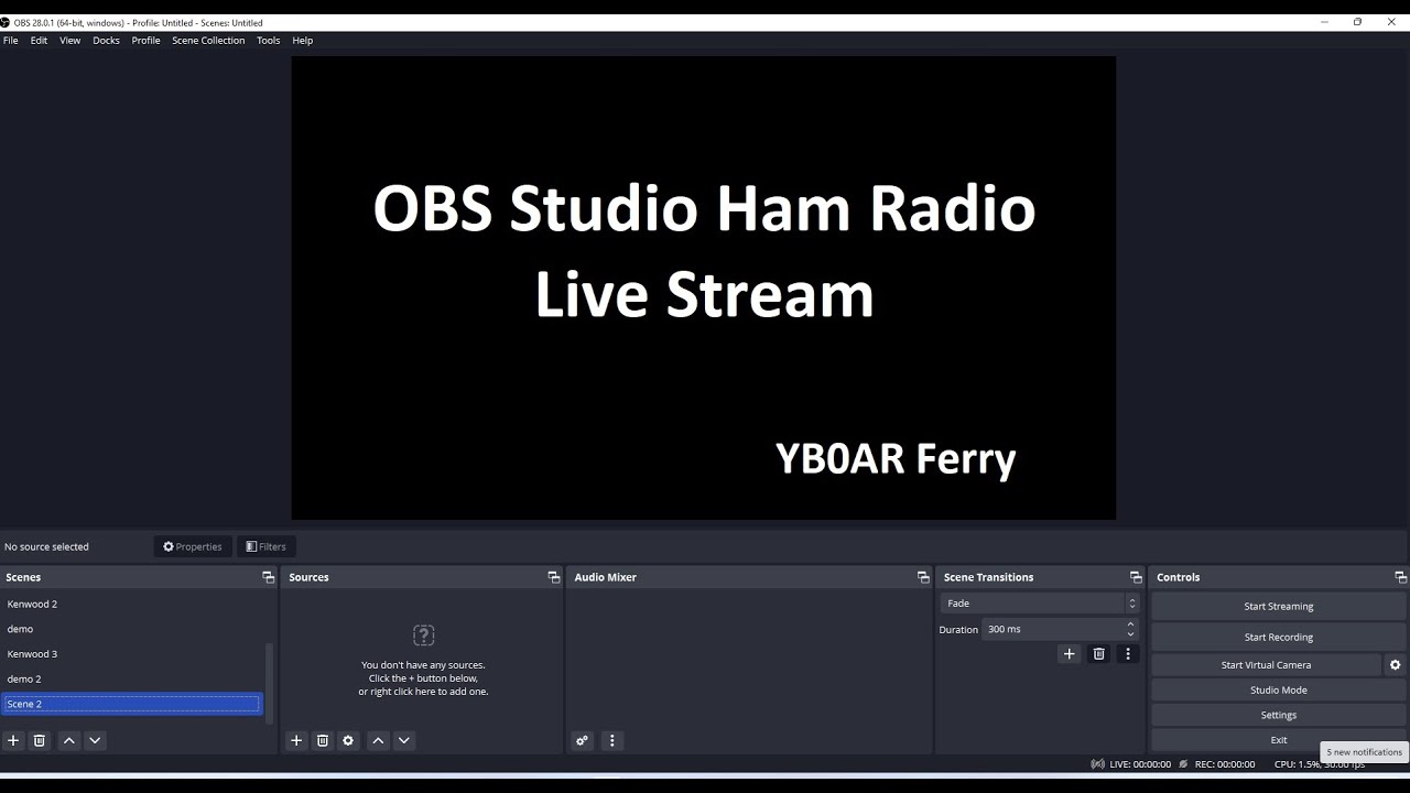 OBS Studio Ham Radio Live Stream - YouTube