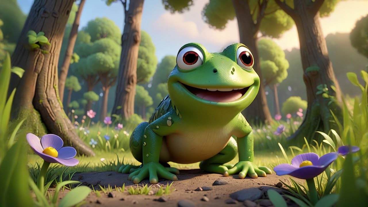 Ten Little Frogs Jumping All Around | Fun Kids Nursery Rhyme | Counting ...