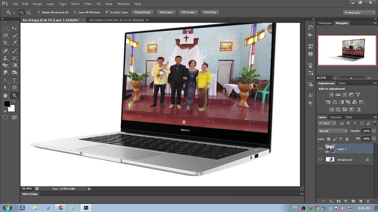 Memanipulasi foto didalam foto (memasukkan gambar ke layar laptop ...