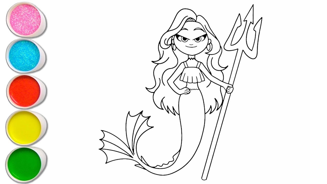 Devil Mermaid Drawing for kids, Painting & Coloring for kids, Toddlers ...