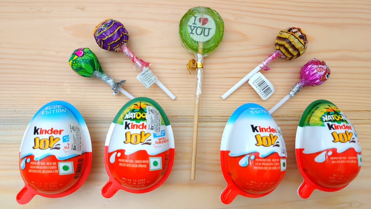 How to Cut Lollipops & Unbox Yummy Kinder Joy Surprise Toys ...