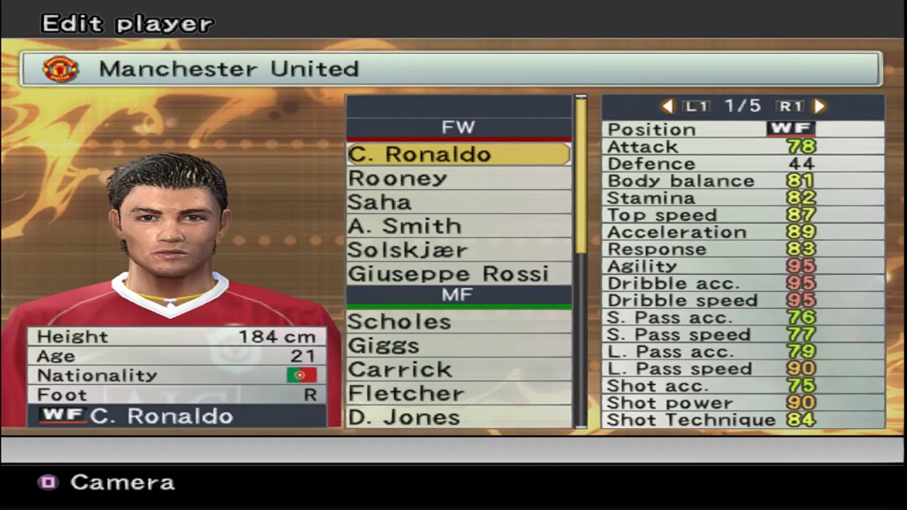 PES 6 - Manchester United - Stats - PS2 - YouTube